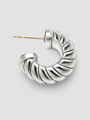 David Yurman Sculpted Cable Shrimp Earrings In Sterling 20.5mm