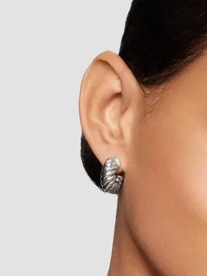 David Yurman Sculpted Cable Shrimp Earrings In Sterling 20.5mm