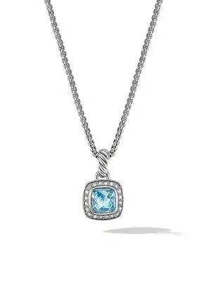 David Yurman Petite Albion Pendant Necklace In Sterling Silver Blue Topaz