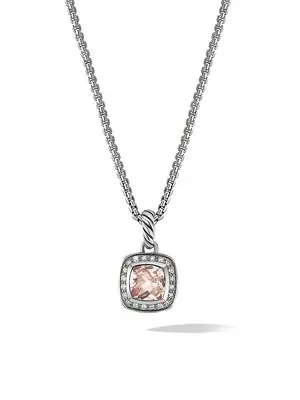 David Yurman Petite Albion Pendant Necklace In Sterling Silver Morganite