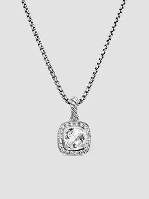 David Yurman Petite Albion Pendant Necklace In Sterling Silver - White Topaz