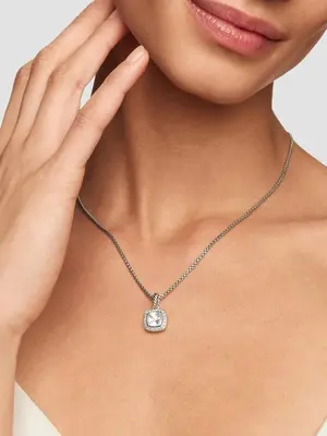 David Yurman Petite Albion Pendant Necklace In Sterling Silver - White Topaz