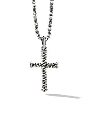 David Yurman Cable Cross Pendant In 35mm - Sterling Silver