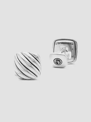 David Yurman Sculpted Cable Cushion Cufflinks In 17mm - Silver