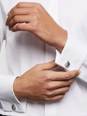 David Yurman Sculpted Cable Cushion Cufflinks In 17mm - Silver