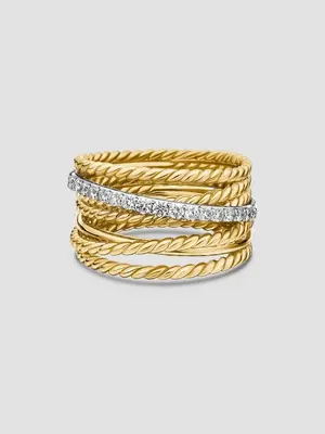 David Yurman Crossover Ring In 18k Yellow - Diamond