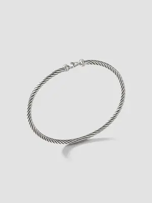 David Yurman Cable Buckle Bracelet With Diamonds/3mm - Silver