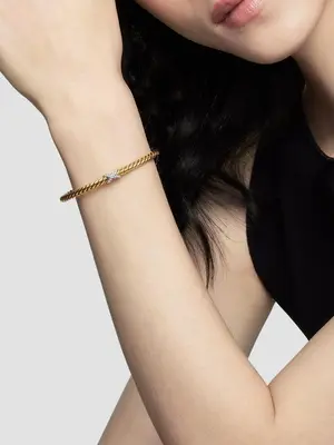 David Yurman X Cablespira Station Bracelet In 18k Yellow