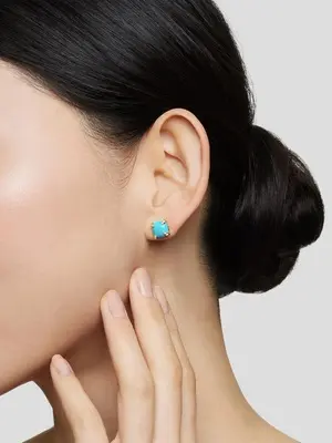 David Yurman Chatelaine Stud Earrings In 18k Yellow Gold With Pavé Diamonds - Turquoise