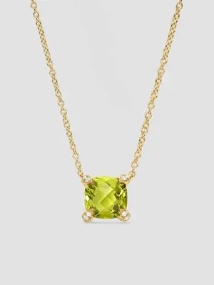 David Yurman Petite Chatelaine Pendant Necklace In 18k Yellow Gold With Pavé Diamonds Peridot