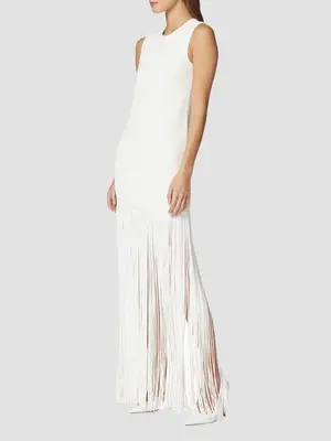 Herve Leger Ottoman-knit Fringe Maxi Dress