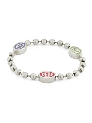 Gucci Women's Interlocking G Boule Sterling SIlver & Enamel Bead Stretch Bracelet - Silver - Silver