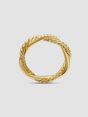 David Yurman Petite Infinity Twisted Ring In 18k Yellow With Diamonds