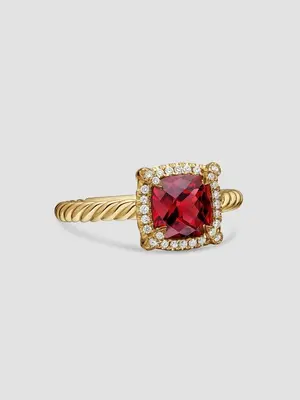 David Yurman Petite Chatelaine Pavé Bezel Ring In 18k Yellow Gold With Diamonds - Garnet