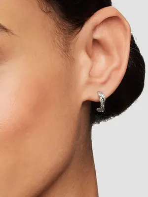 David Yurman Petite X Hoop Earrings In With Pavé Diamonds, 12.6mm - Diamond