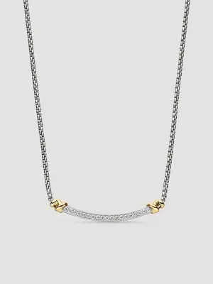 David Yurman Petite Helena Wrap Station Necklace In Sterling Silver With 18k And Diamonds, 29mm