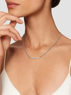 David Yurman Petite Helena Wrap Station Necklace In Sterling Silver With 18k And Diamonds, 29mm