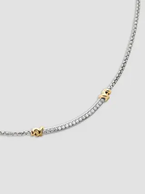 David Yurman Petite Helena Wrap Station Necklace In Sterling Silver With 18k And Diamonds, 29mm
