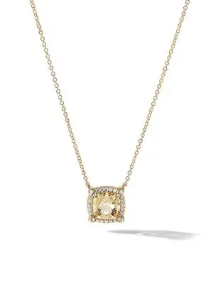 David Yurman Petite Chatelaine Pavé Bezel Pendant Necklace In 18k Yellow Gold With Diamonds Citrine
