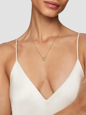 David Yurman Petite Chatelaine Pavé Bezel Pendant Necklace In 18k Yellow Gold With Diamonds - Peridot