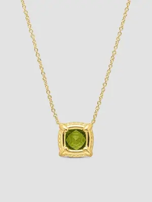 David Yurman Petite Chatelaine Pavé Bezel Pendant Necklace In 18k Yellow Gold With Diamonds - Peridot