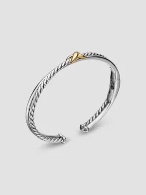 David Yurman Petite X Center Station Bracelet With 18k