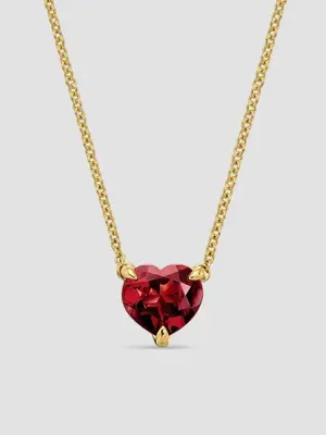 David Yurman Chatelaine Heart Pendant Necklace In 18k Yellow Gold With Garnet, 8mm Garnet