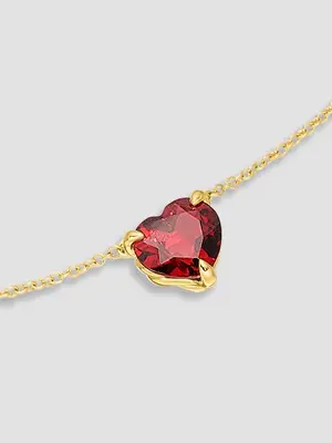 David Yurman Chatelaine Heart Pendant Necklace In 18k Yellow Gold With 8mm - Garnet