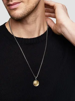 David Yurman Maritime Compass Amulet In Sterling Silver With 18k Yellow And Center 29.5mm
