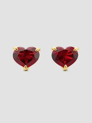 David Yurman Chatelaine Heart Stud Earrings In 18k Yellow Gold With 8mm - Garnet