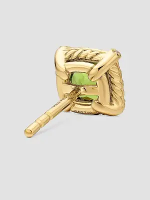 David Yurman Petite Chatelaine Pavé Bezel Stud Earrings In 18k Yellow Gold - Peridot