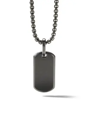 David Yurman Chevron Tag In Titanium, 27mm - Black