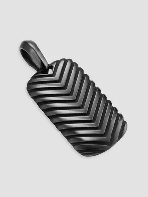David Yurman Chevron Tag In Titanium, 27mm