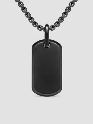 David Yurman Chevron Tag In Titanium, 27mm - Black