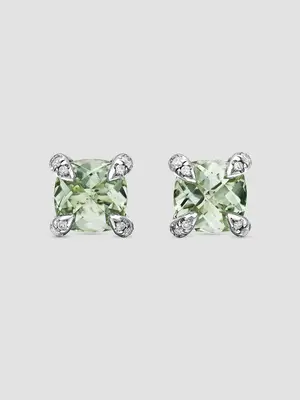 David Yurman Petite Chatelaine Stud Earrings In Sterling Silver - Prasiolite