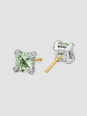 David Yurman Petite Chatelaine Stud Earrings In Sterling Silver - Prasiolite