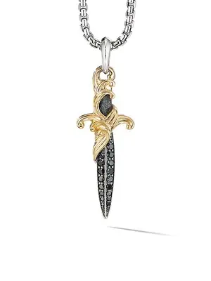 David Yurman Waves Dagger Amulet In Sterling Silver Black