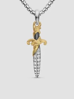 David Yurman Waves Dagger Amulet In Sterling - Diamond