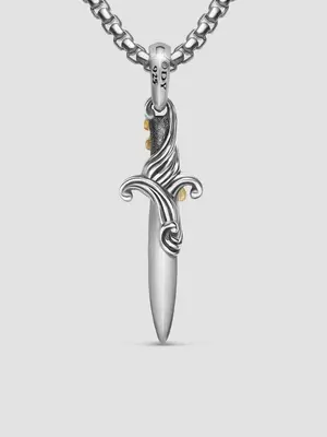 David Yurman Waves Dagger Amulet In Sterling - Diamond
