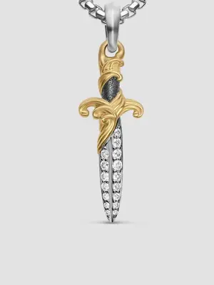 David Yurman Waves Dagger Amulet In Sterling - Diamond