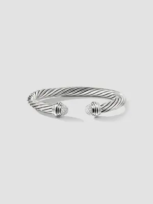 David Yurman Cable Classics Bracelet With Pavé Diamond Domes