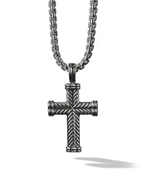 David Yurman Chevron Cross Pendant In Sterling 33mm - Silver