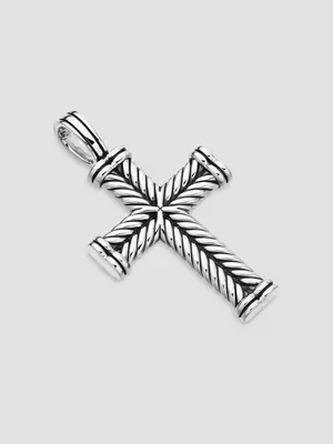 David Yurman Chevron Cross Pendant In Sterling 33mm