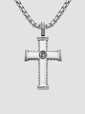 David Yurman Chevron Cross Pendant In Sterling 33mm