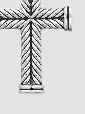David Yurman Chevron Cross Pendant In Sterling 33mm
