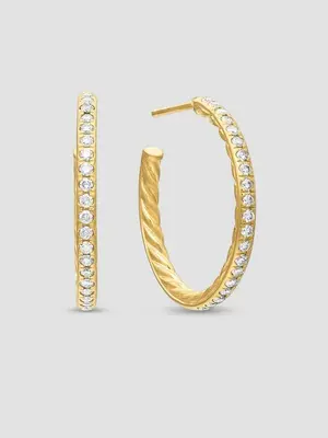 David Yurman Pavé Hoop Earrings In 18k Yellow With Diamonds, 25.4mm - Diamond