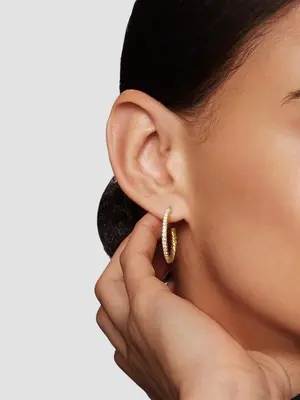 David Yurman Pavé Hoop Earrings In 18k Yellow With Diamonds, 25.4mm