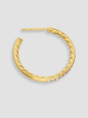 David Yurman Pavé Hoop Earrings In 18k Yellow With Diamonds, 25.4mm