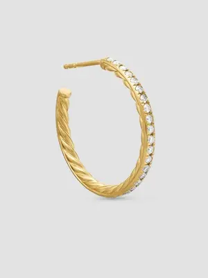 David Yurman Pavé Hoop Earrings In 18k Yellow With Diamonds, 25.4mm