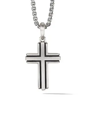 David Yurman Cross Pendant In Sterling 34mm - Silver